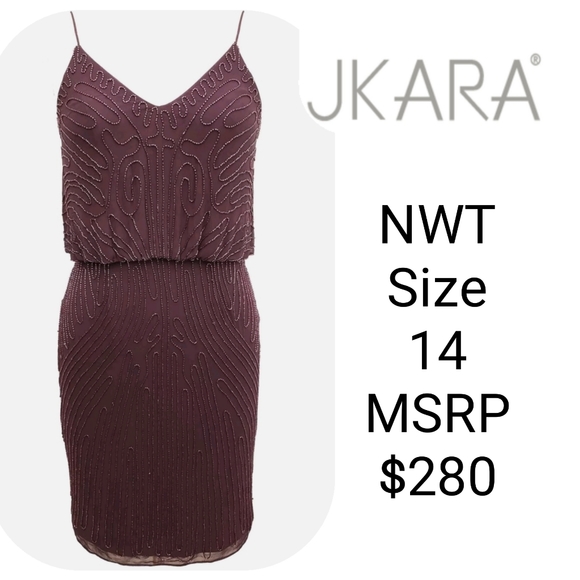 J Kara | Dresses | Nwt Jkara Womens Purple Spaghetti Strap Above The ...